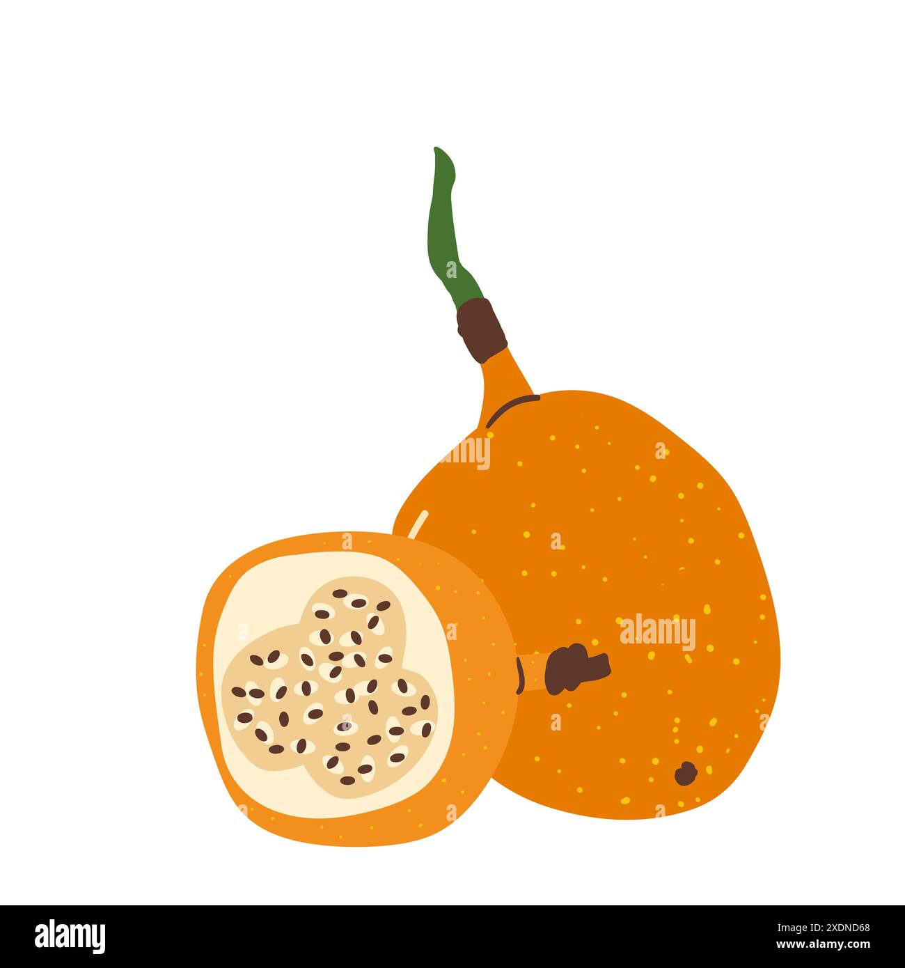 Sweet granadilla. Tropical half and whole fruit. Yellow passion fruit ...