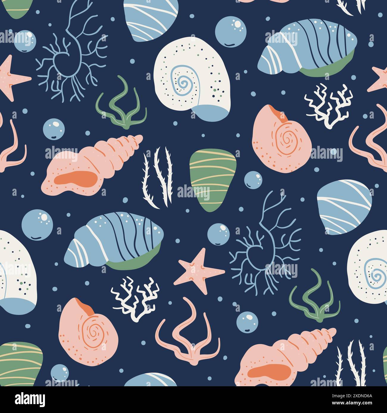 Barnacles seamless pattern. Shells endless background. Underwater world ...