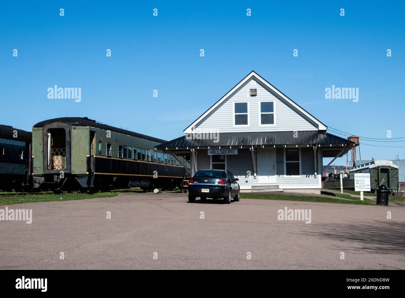 Vintage rail cars and train station at the railway museum in ...