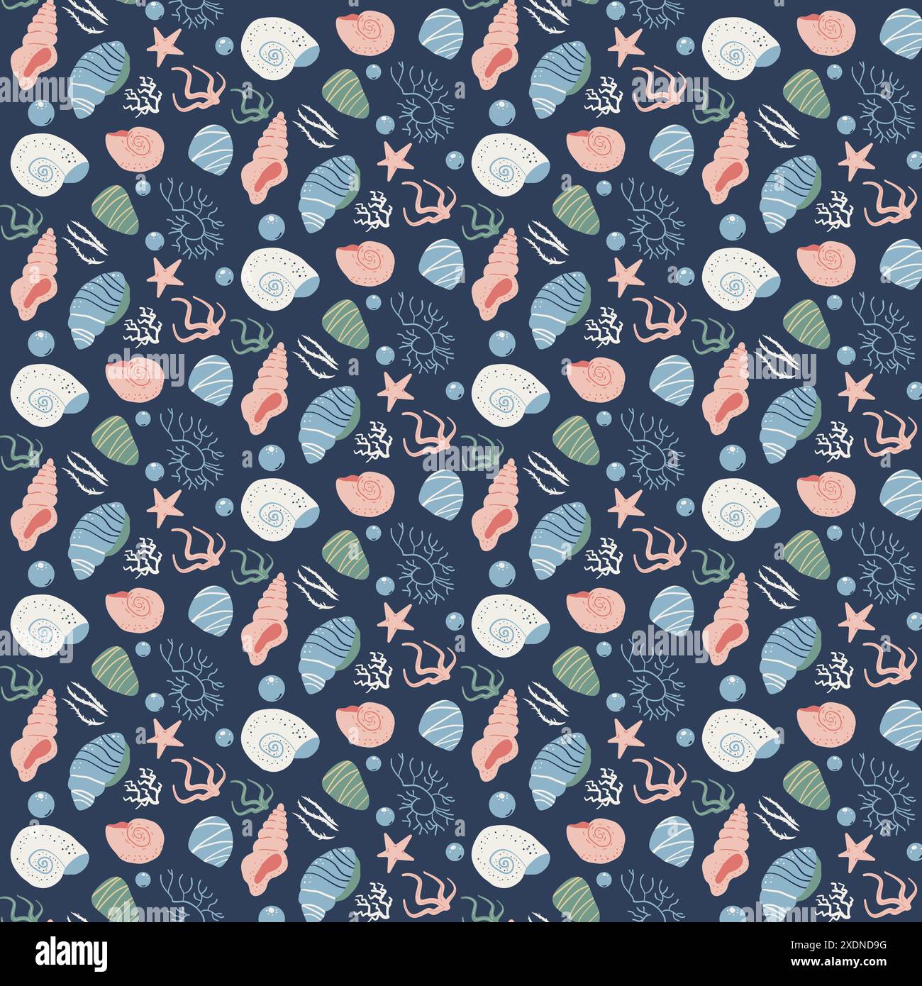 Seashells seamless pattern. Barnacles endless background. Underwater ...