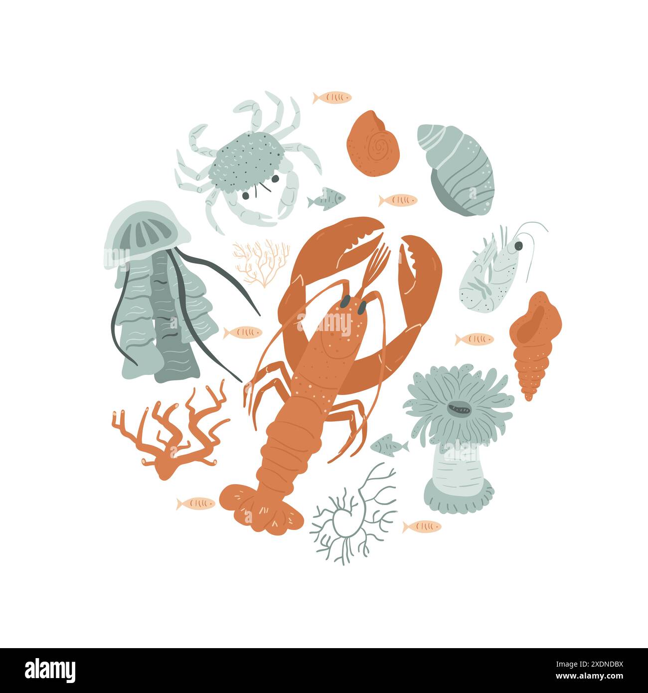 Stylized sea creatures Stock Vector Images - Alamy