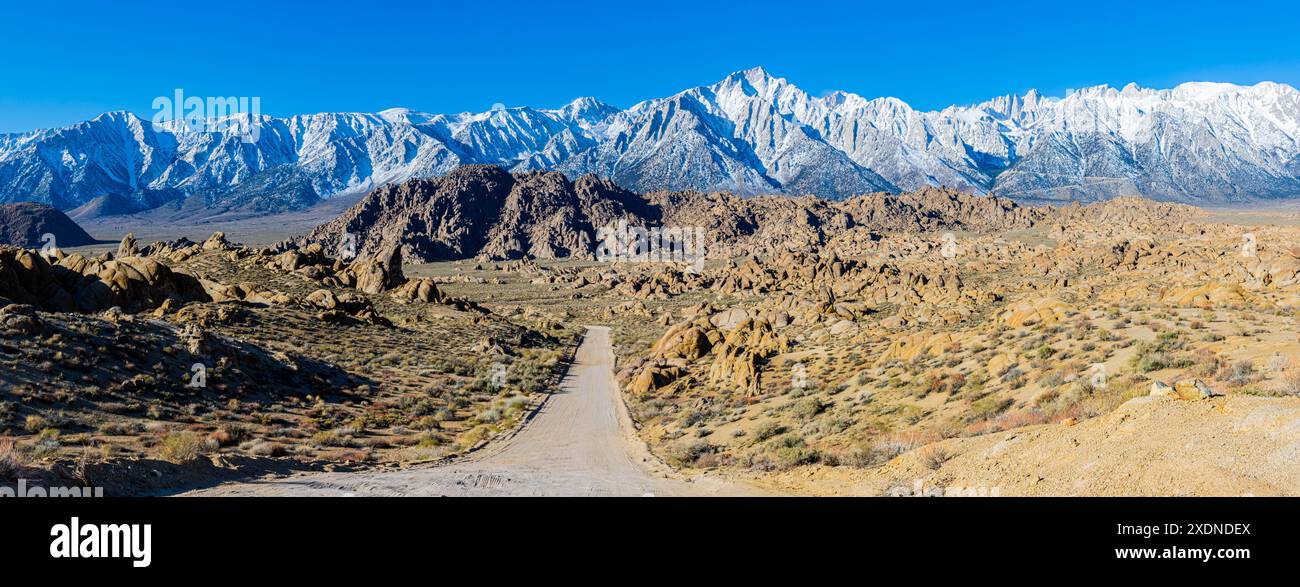 Movie Flat Road With The Eroded Alabama Hills Below The Sierra Nevada ...