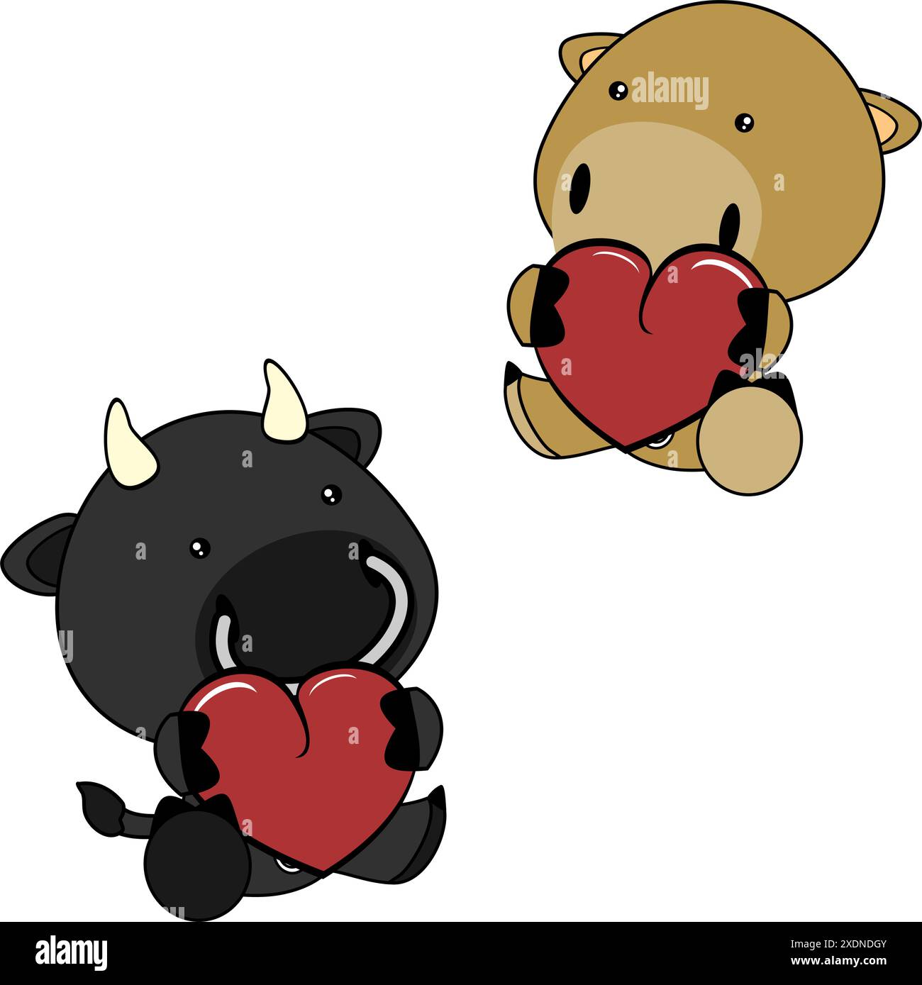 cute chibi baby animals cartoon love pack collection holding red heart ...