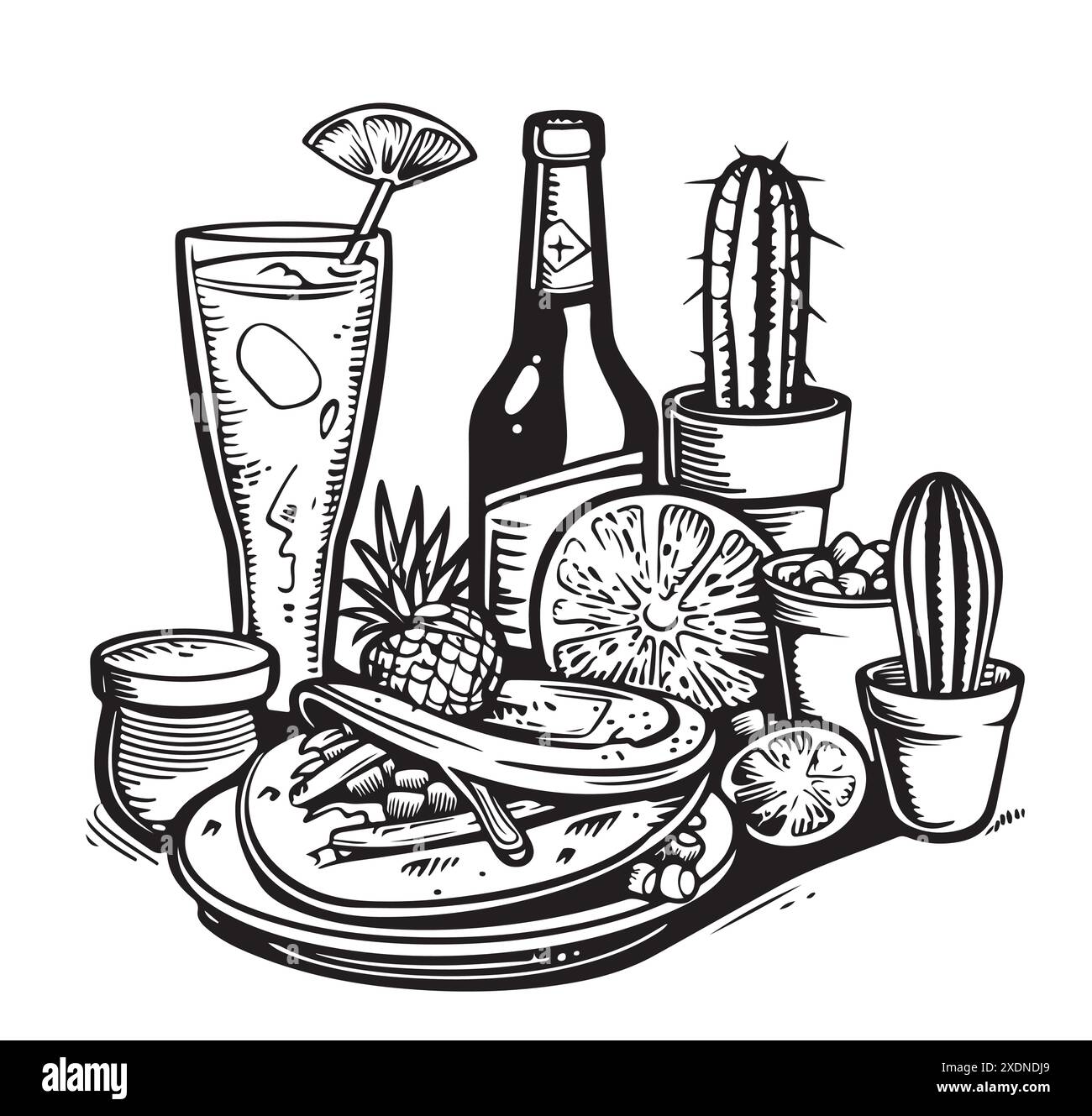 Mexican traditional food menu banners set. Hand drawn sketch vector ...