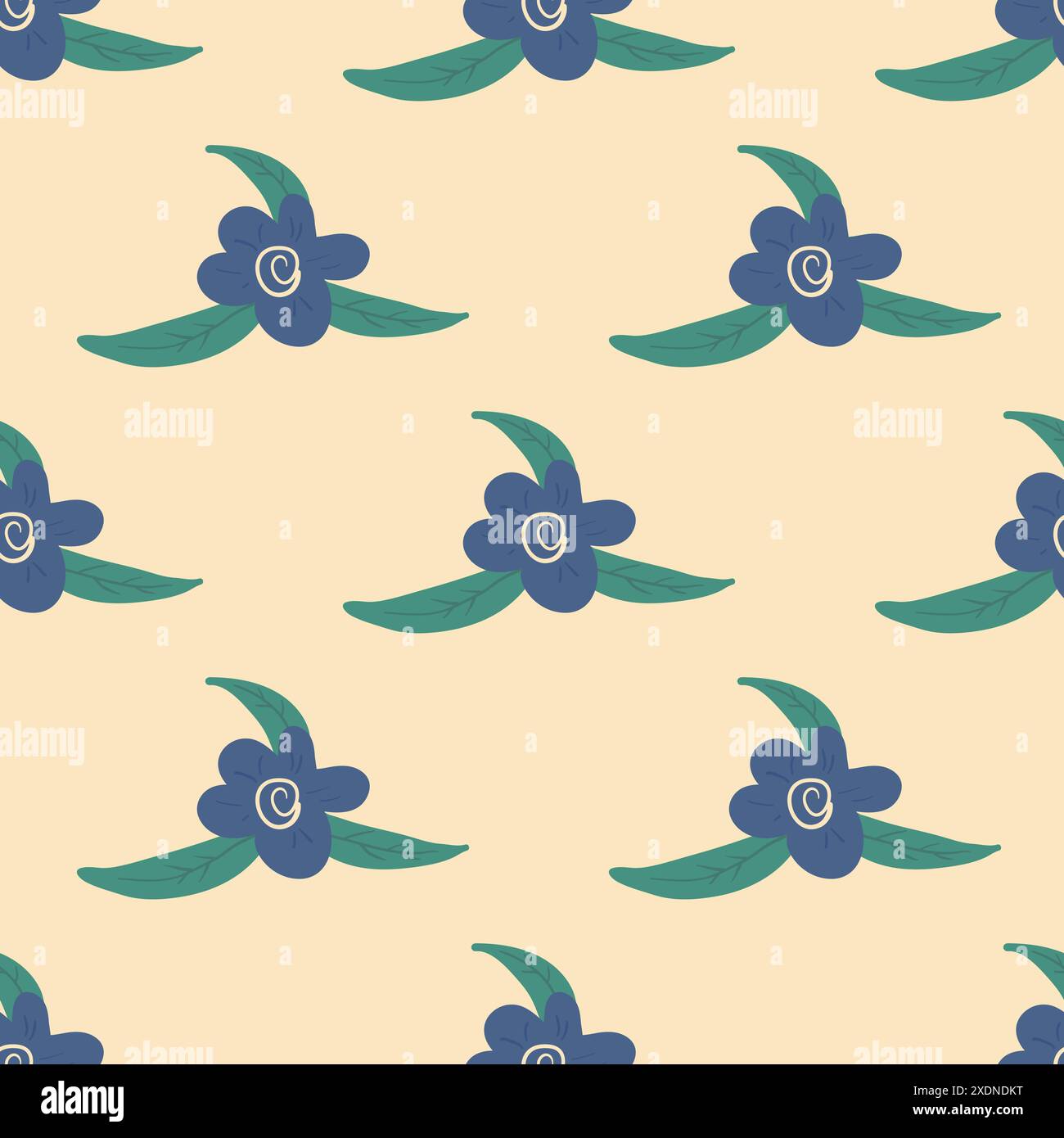 Retro blue veronica wild flowers seamless pattern. Floral endless ...