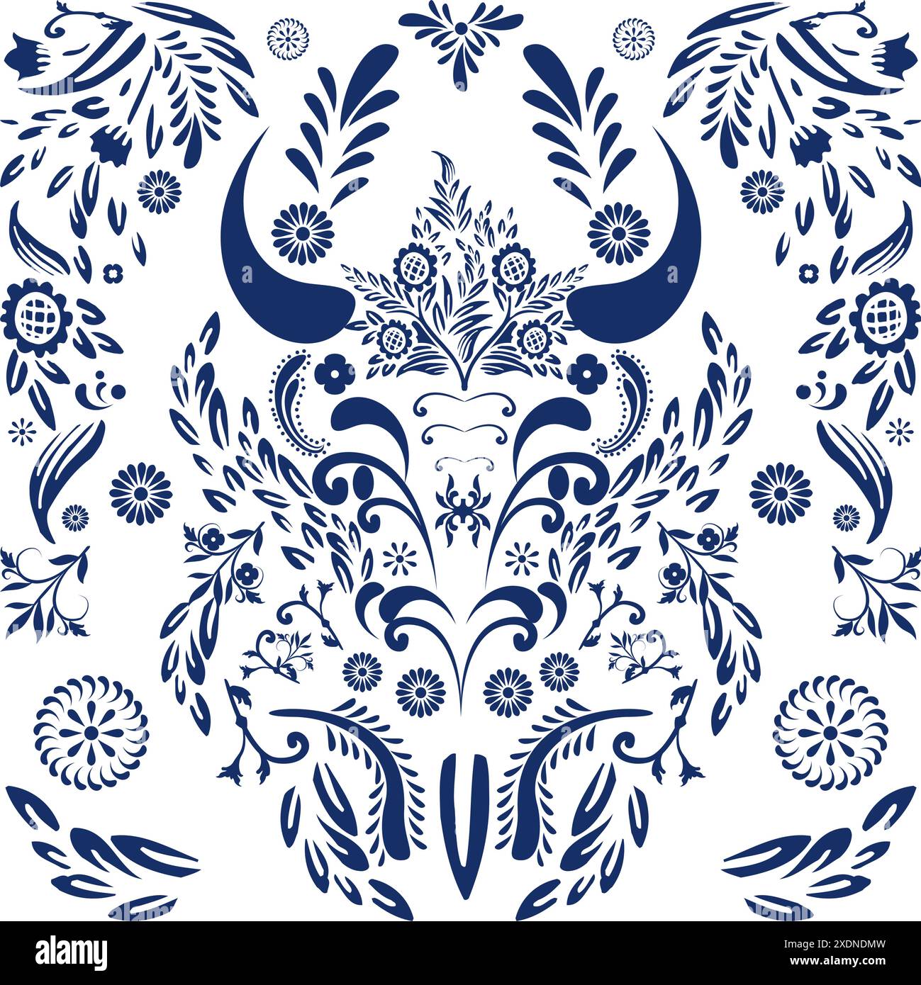 mexican talavera buffalo mosaic illustration in vector format Stock ...