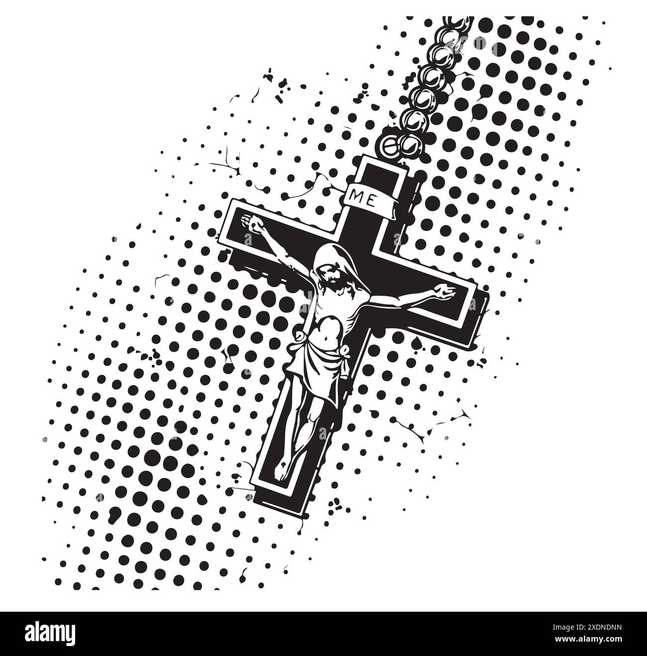 Cross With Rosary Drawing