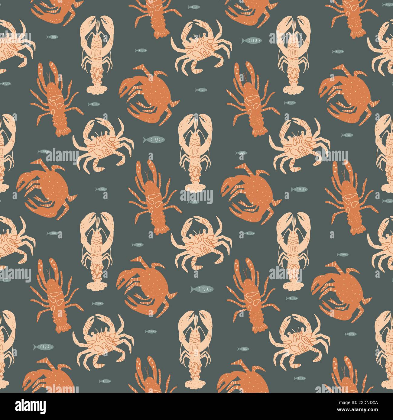 Crustaceans seamless pattern. Underwater world endless background ...