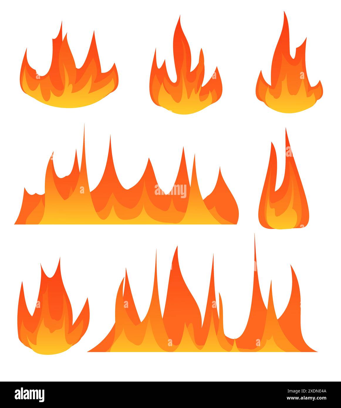 Fire set. Yellow and orange lights up. Object isolated on white ...