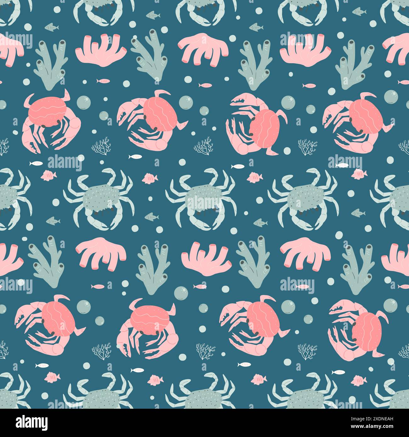 Crabs seamless pattern. Underwater world endless background ...