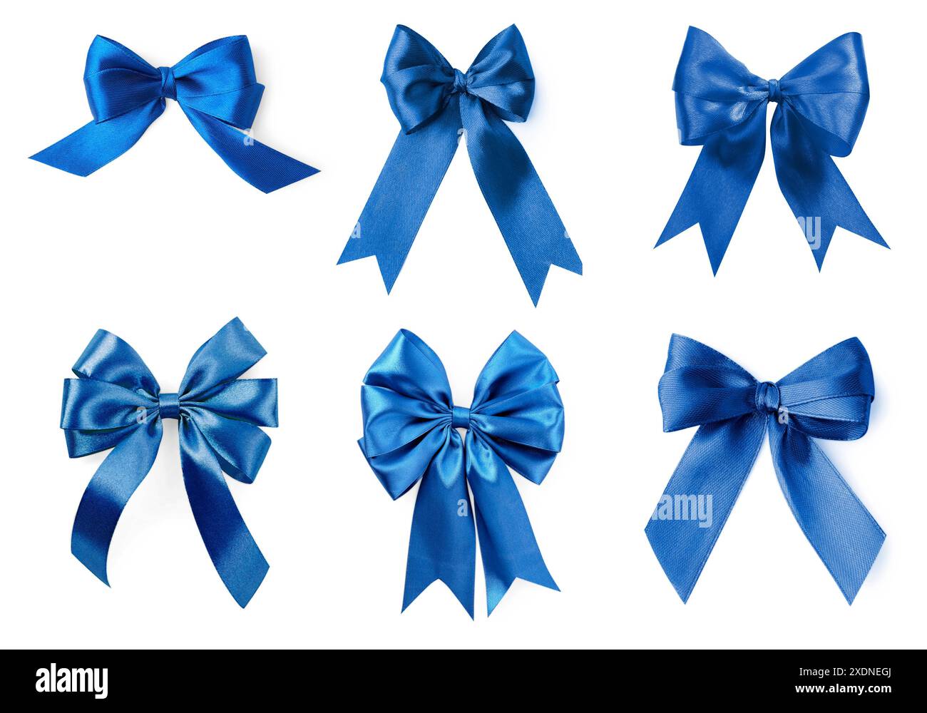 Beautiful blue bows isolated on white, set Stock Photo - Alamy