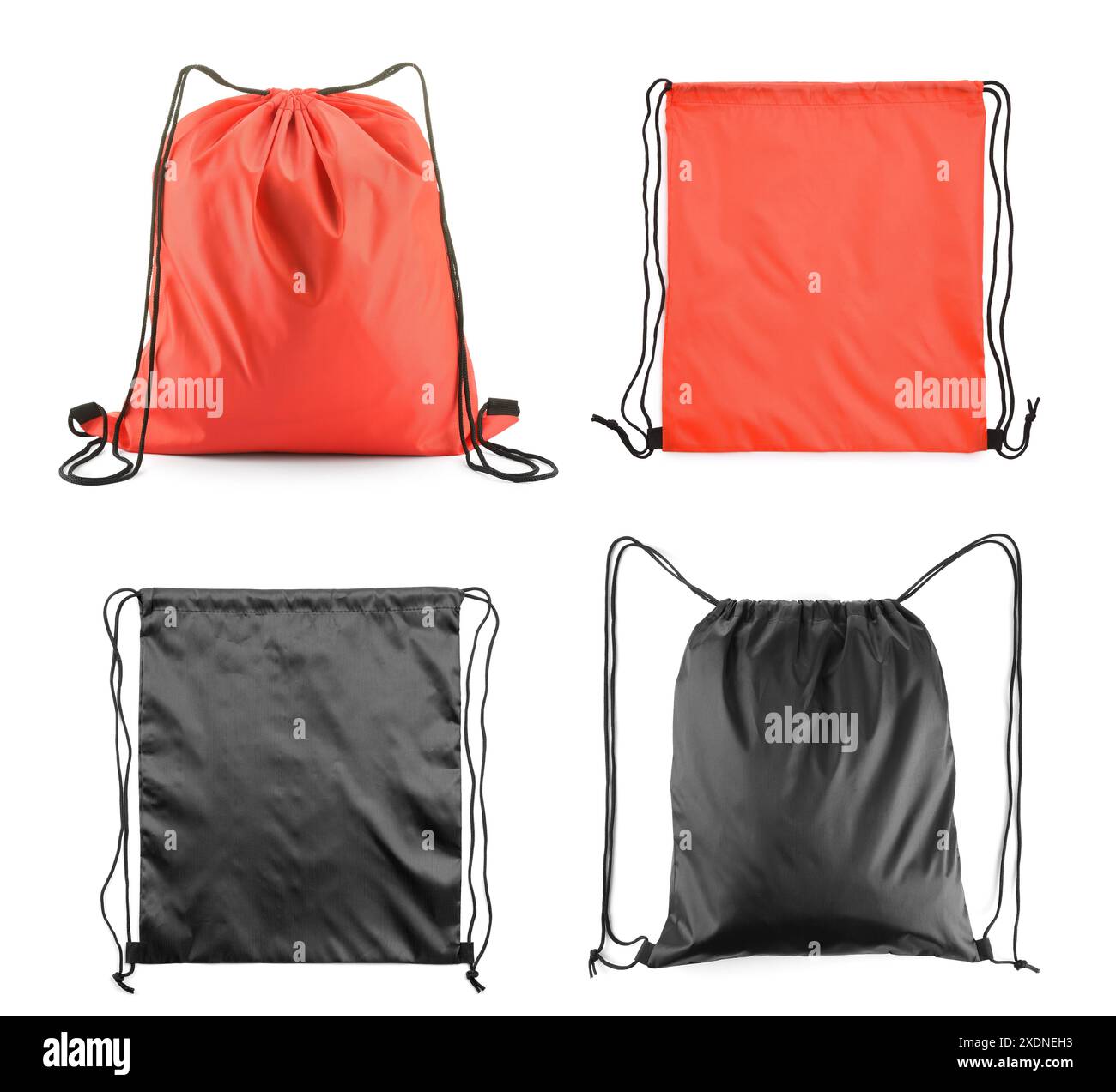 Sports drawstring bags in different colors isolated on white, set Stock ...