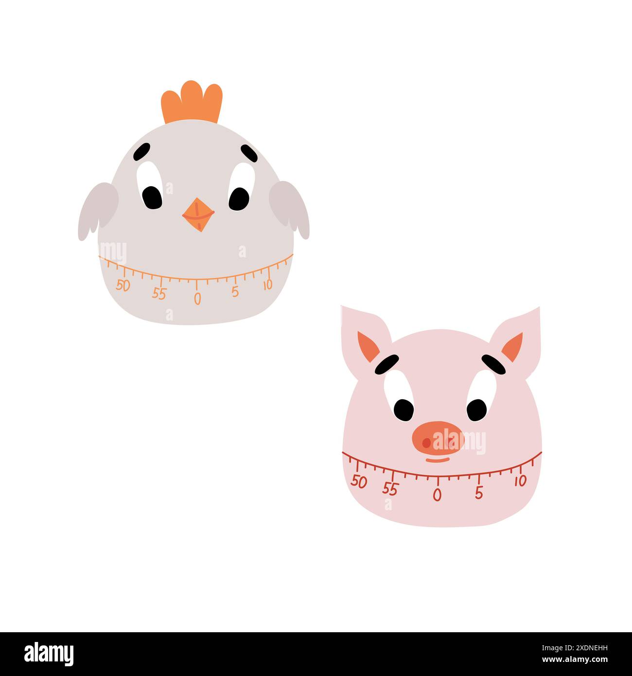 Time measuring tool isolated on white background. Chicken timer. Pig ...
