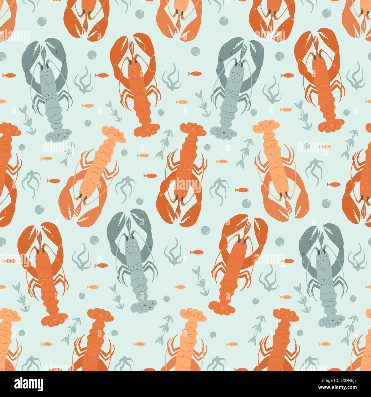Crustaceans seamless pattern. Underwater world repeated background ...