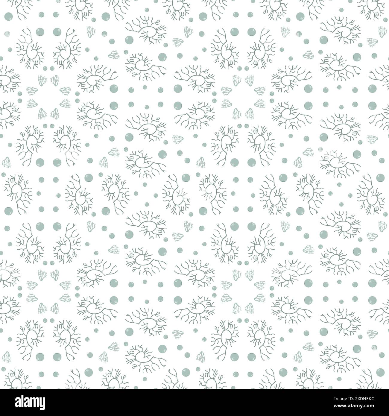 Algae and water bubbles seamless pattern. Underwater life endless ...