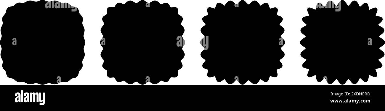 Set of wavy squircles or square shapes with rounded borders. Simple ...
