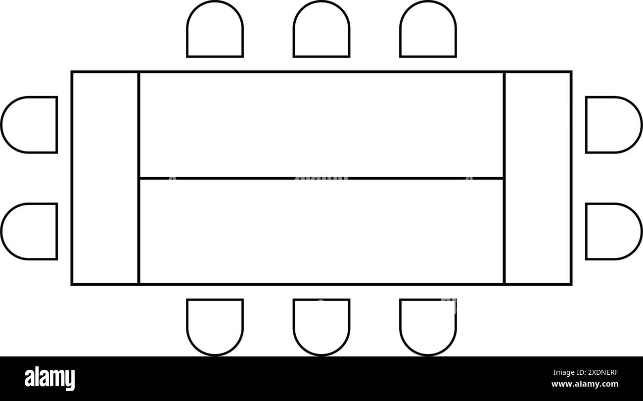 Conference table and chairs icons top view. Business office or worspace ...