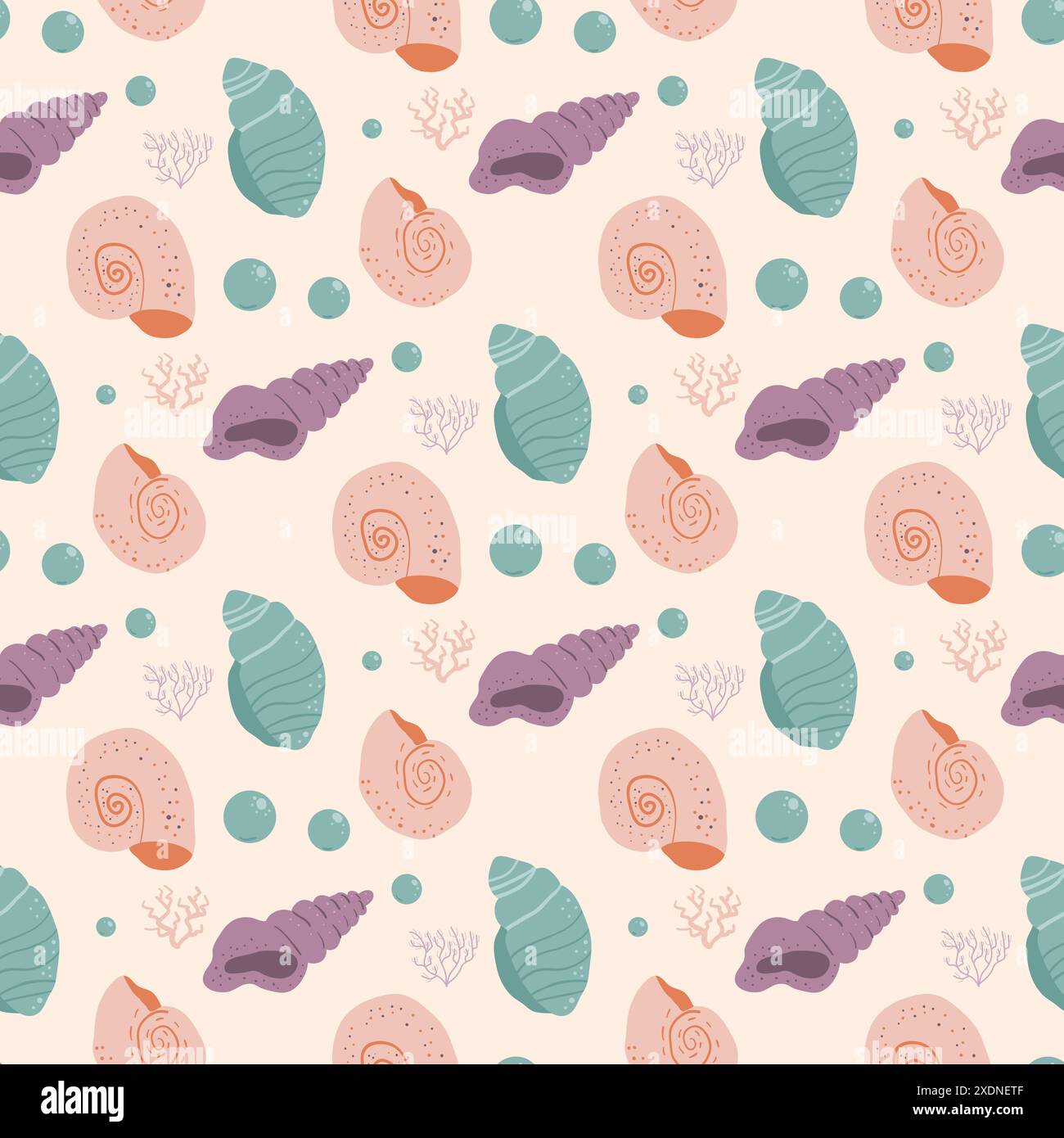 Seashells seamless pattern. Barnacles endless background. Sea sand ...