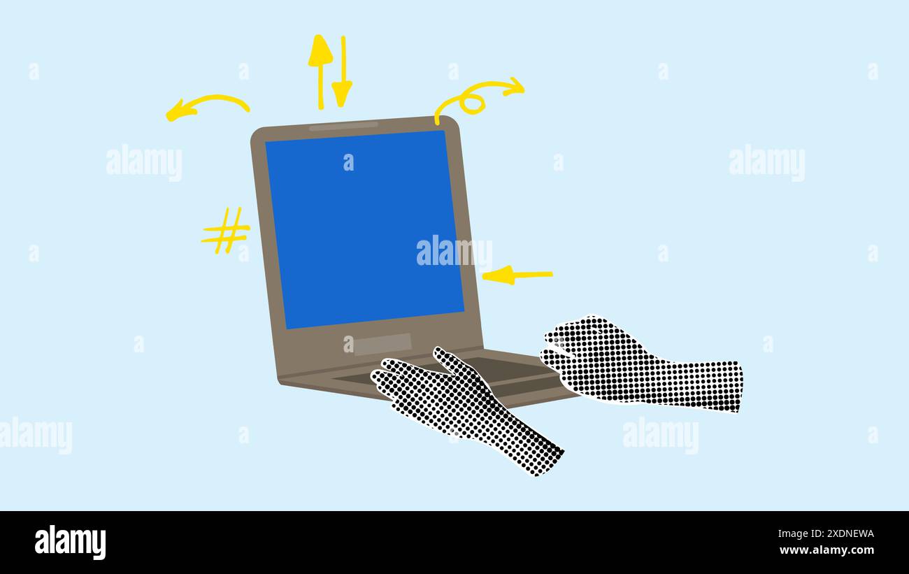 Halftone Collage business theme pop art style. Effect cut paper from ...