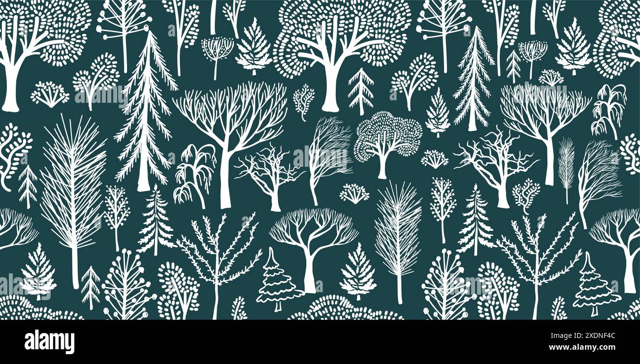 Christmas. Winter background. Seamless pattern winter forest with ...