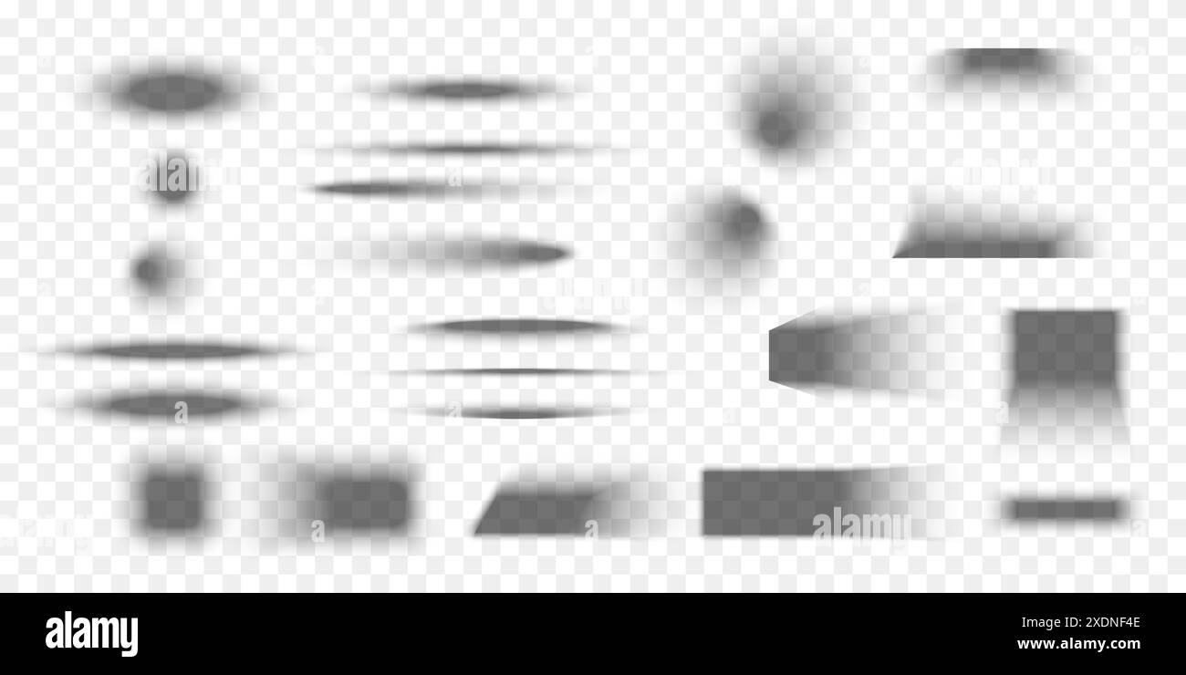 Set of packing box shadow effects. Different realistic soft grey shapes ...