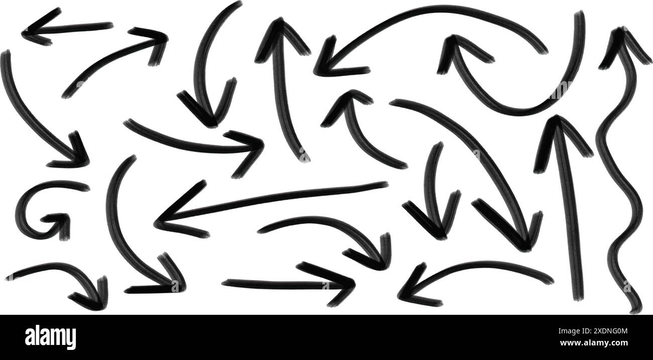 Hand drawn brush arrows. Vector illustration Stock Vector Image & Art ...