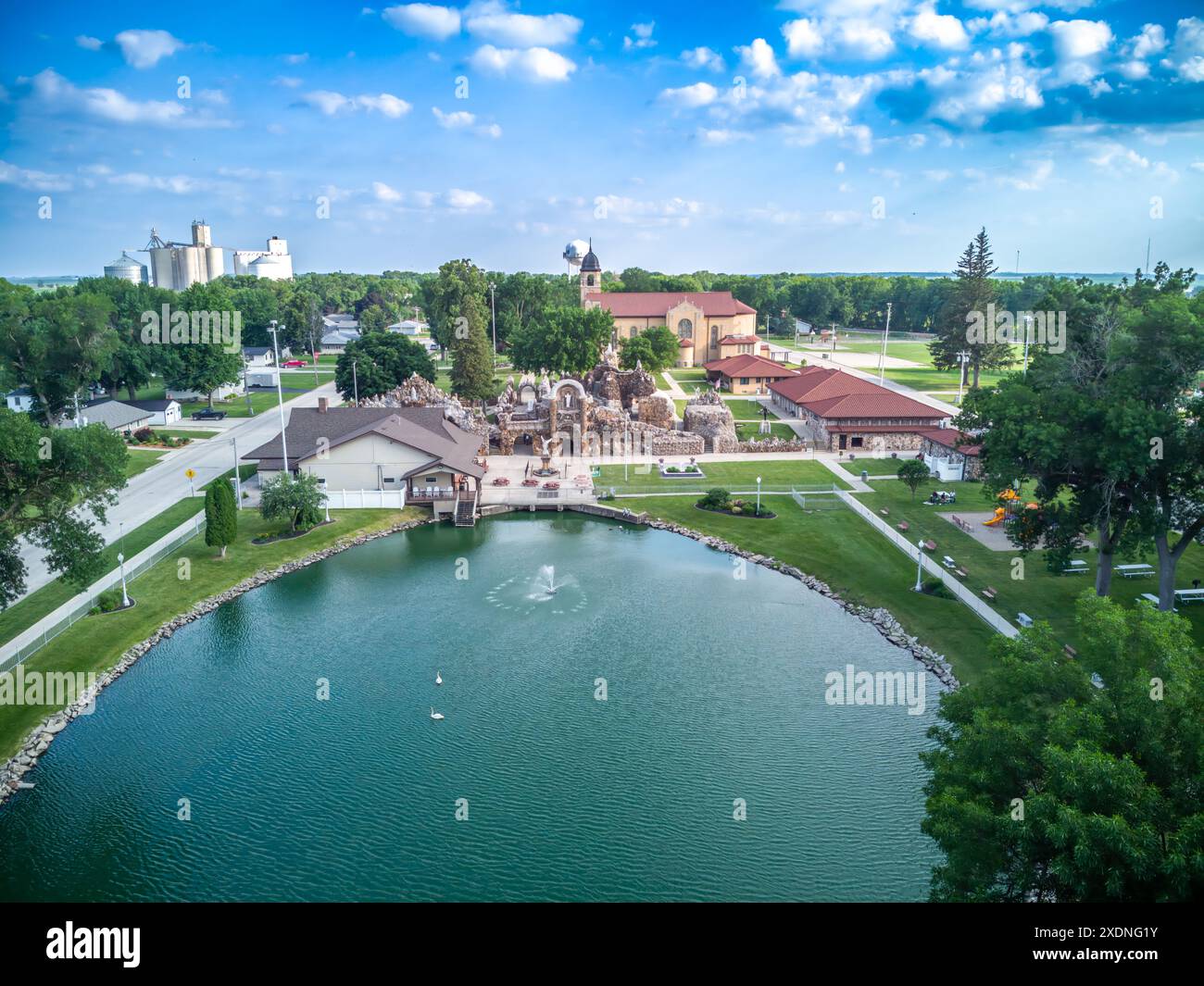 Drone view above The Shrine of the Grotto of the Redemption in West ...