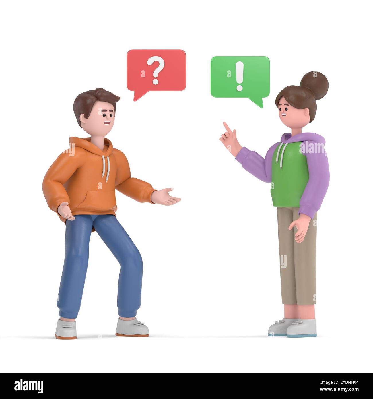 Conflict. A man and a woman quarrel. 3D illustration in a flat style.3D ...