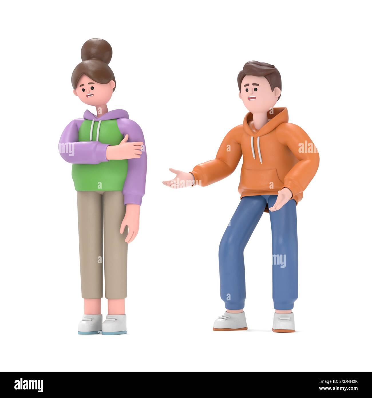 Sorry. The man apologizes to the offended woman. Relationships. 3D ...