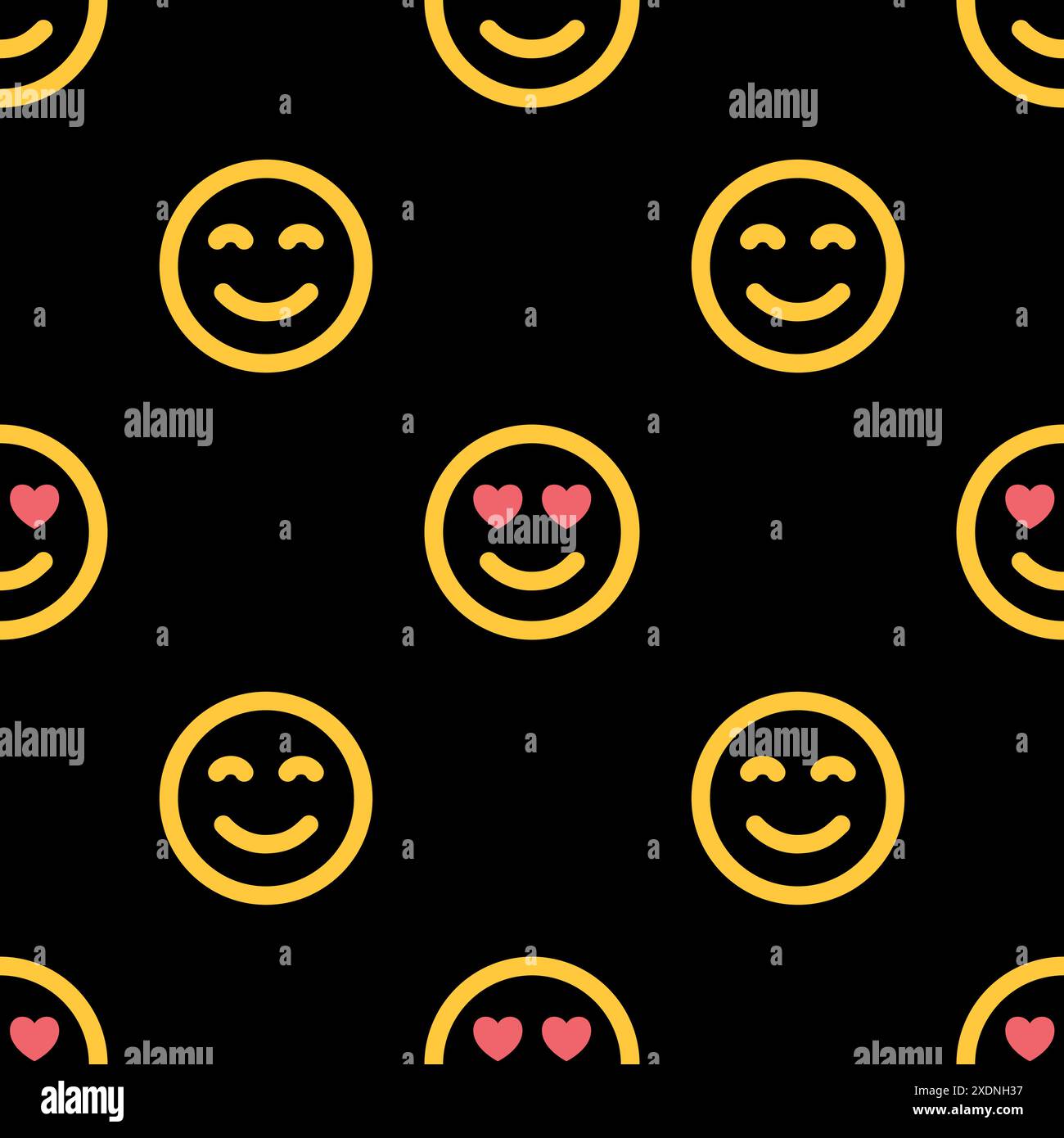 Seamless pattern with emoji, smiles in love, messages, social media ...