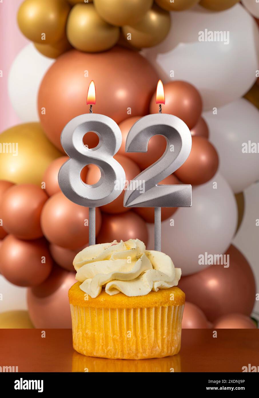 Birthday candle number 82 - Celebration balloons background Stock Photo ...