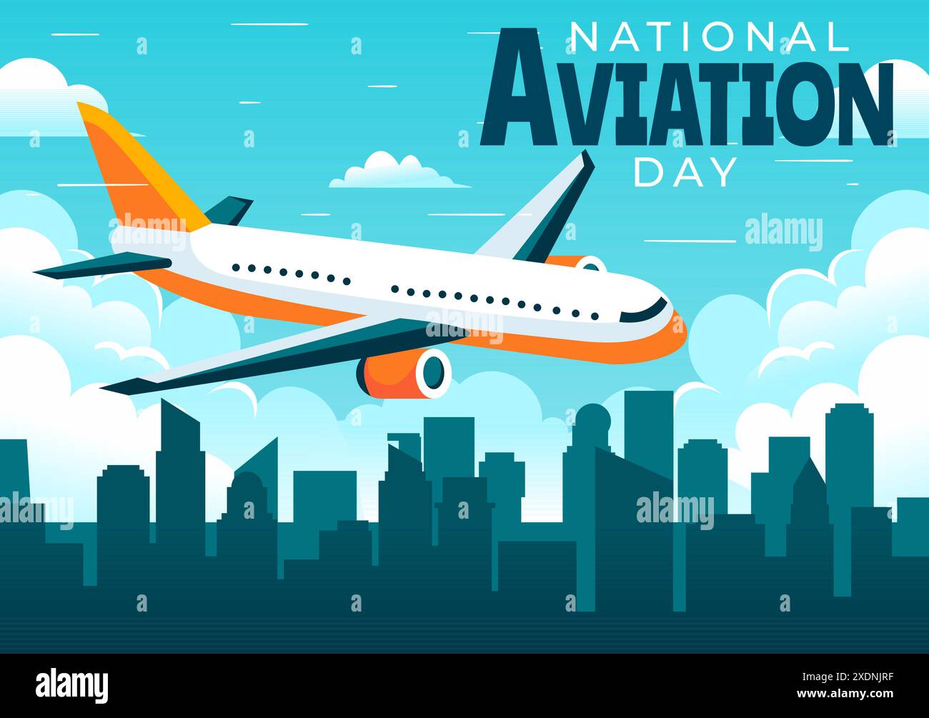Vector Illustration for National Aviation Day featuring a Plane and Sky ...