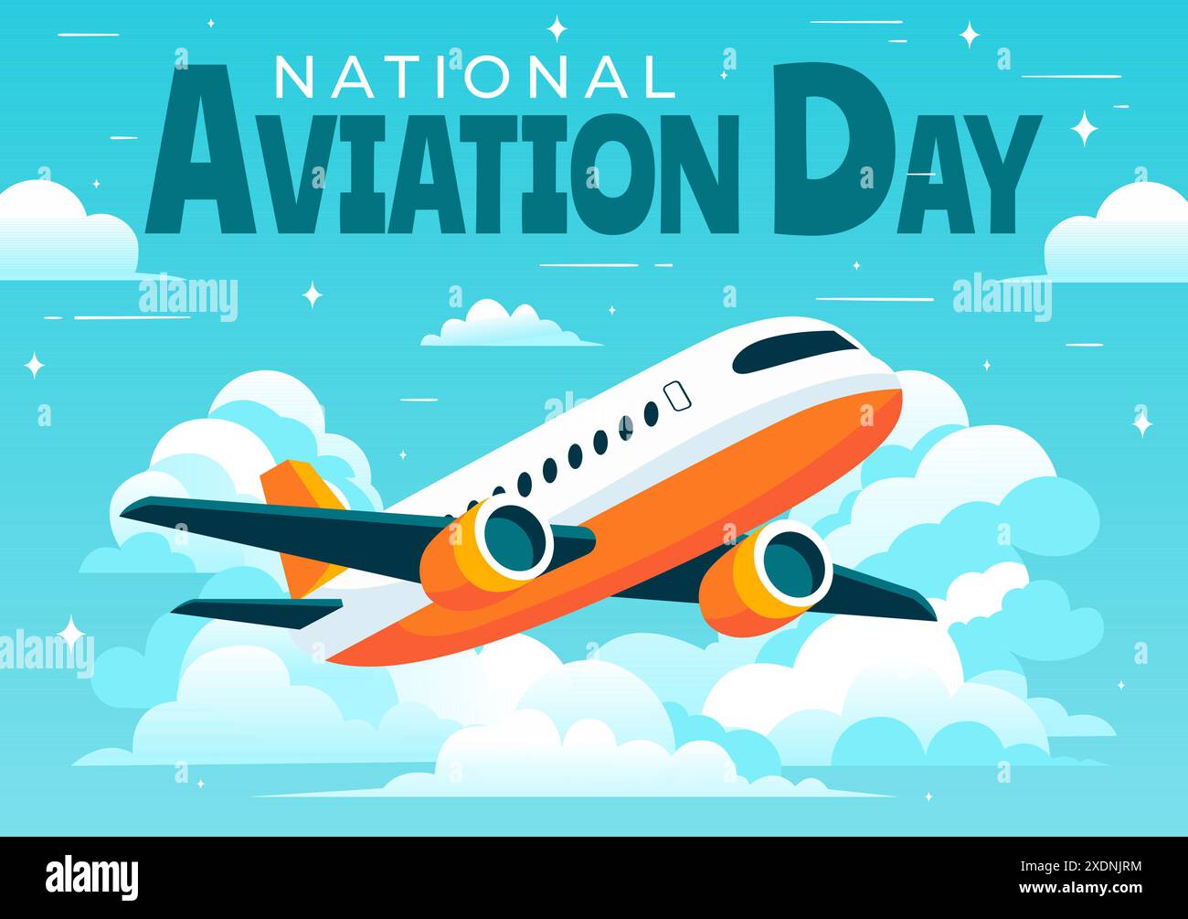 Vector Illustration for National Aviation Day featuring a Plane and Sky ...