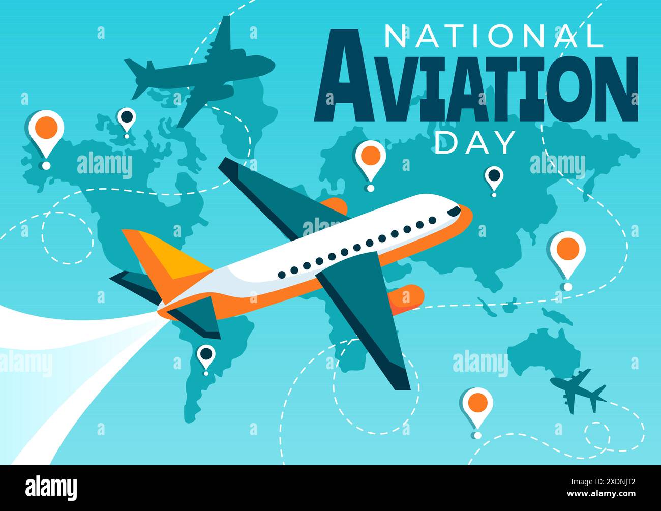 Vector Illustration for National Aviation Day featuring a Plane and Sky ...