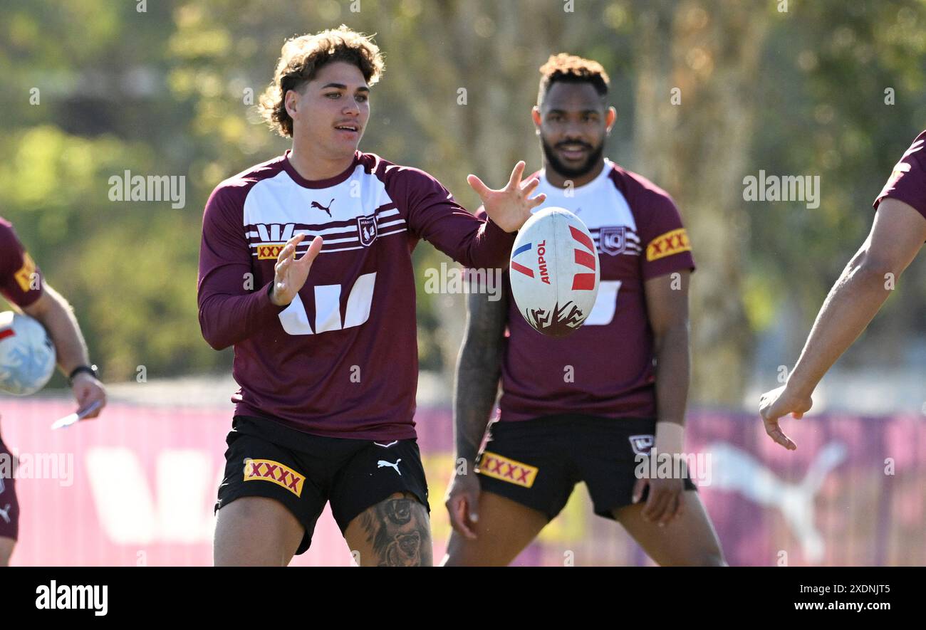 Gold Coast, Australia. 24th June, 2024. Hamiso Tabuai-Fidow looks on to ...