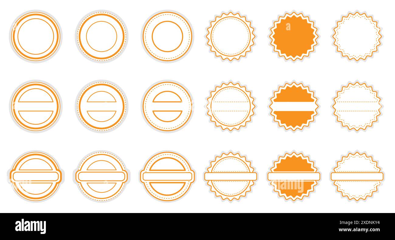 Set of round stamp frames. Vector design isolated on a white background ...