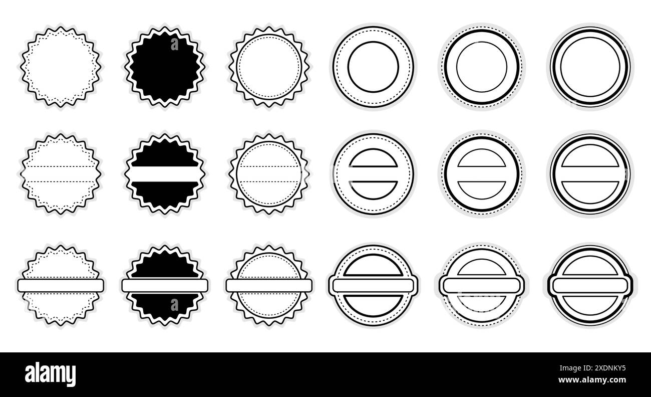 Set of round stamp frames. Vector design isolated on a white background ...