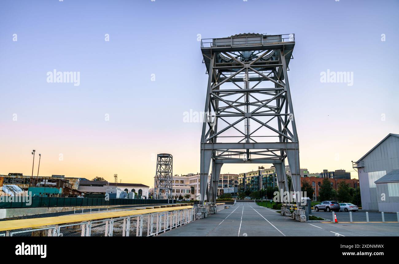 Historic shipyard crane at Crane Cove Park in San Francisco ...