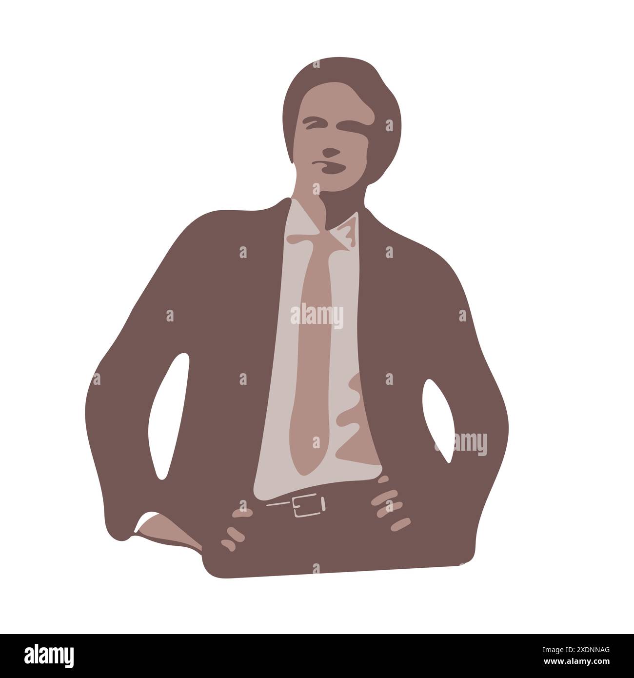 half length of young business man standing akimbo confident pose with ...