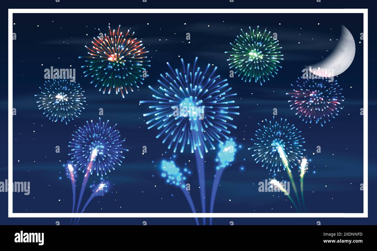 Fireworks moon festival Stock Vector Images - Alamy