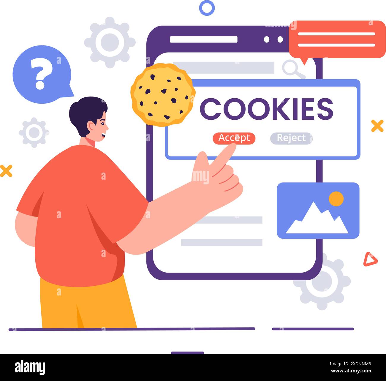 Internet Cookies Technology Vector Illustration with Tracking Cookie ...