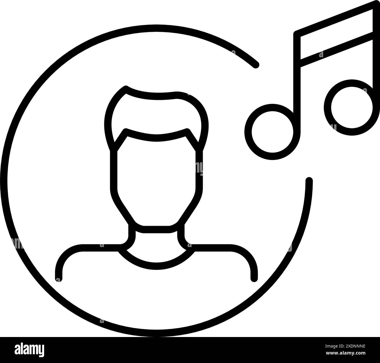 Male user avatar and musical note. Online streaming services. Music ...