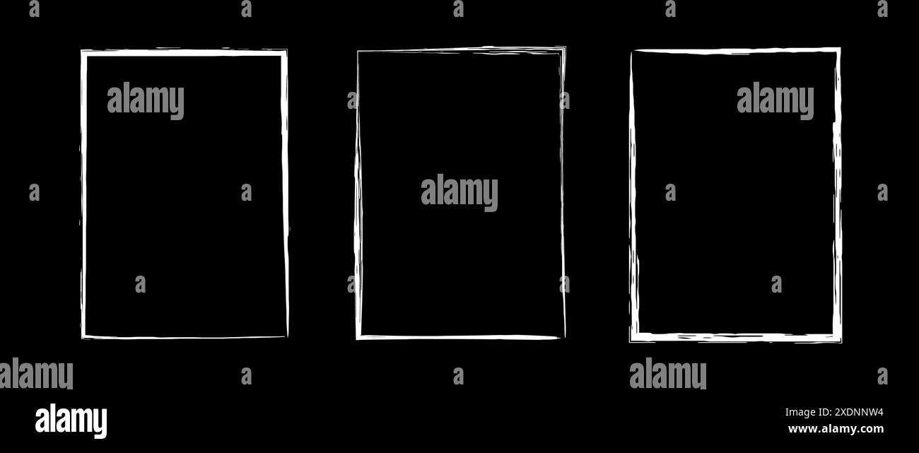 Grunge rectangle frame set. Different paint brushed border collection ...