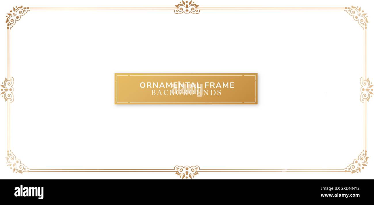Luxury golden border frame isolated on a white background for your ...