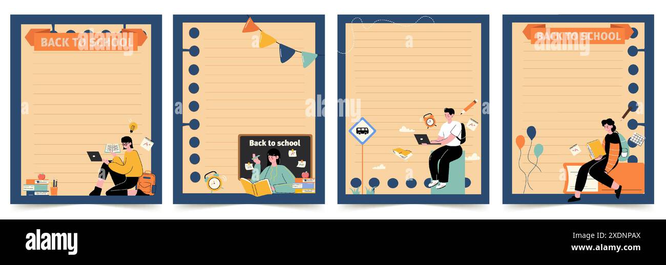Creative Back to School Template Design with Modern Illustrations for ...