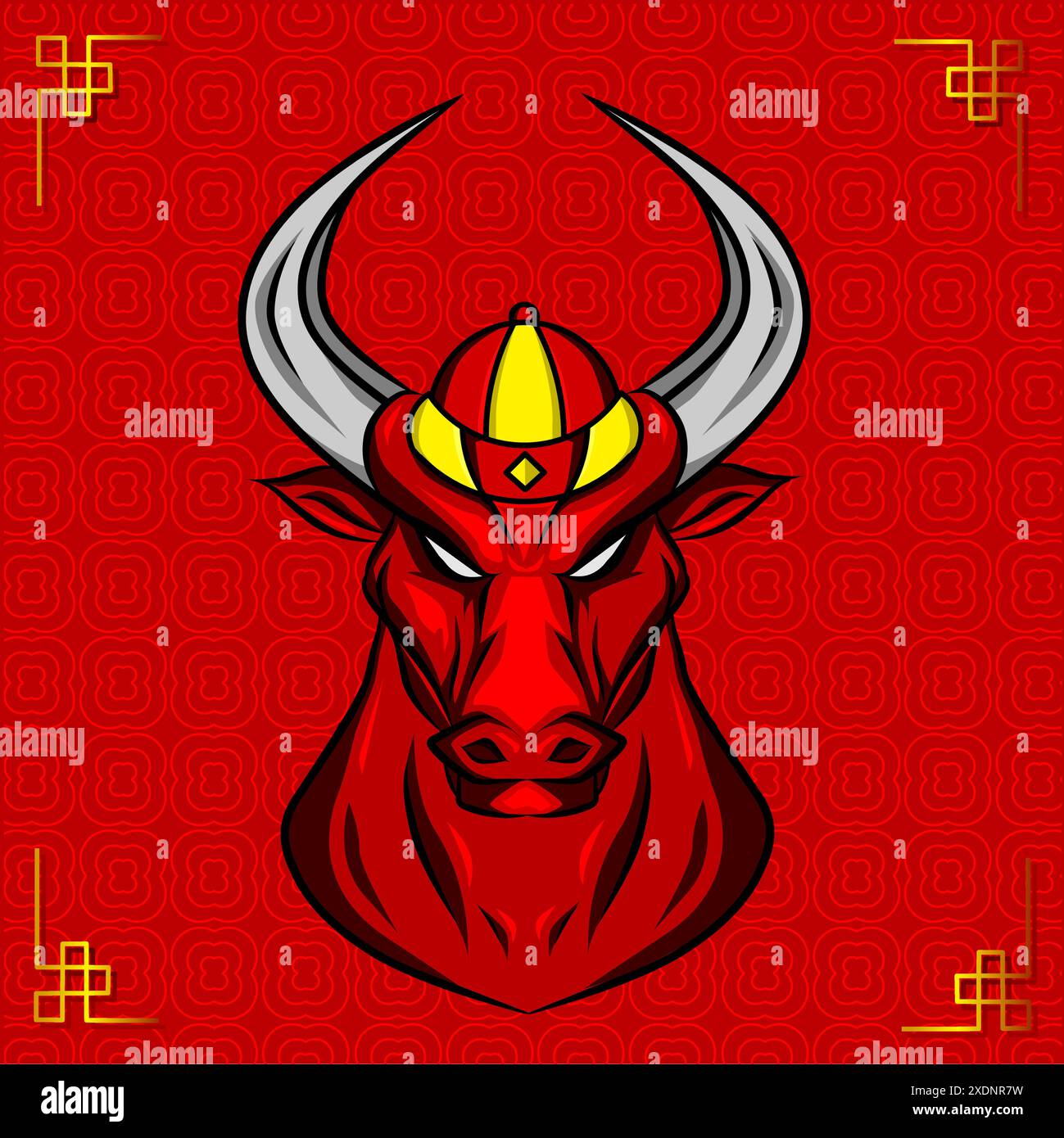 Wild ox buffalo cow bull chinese zodiac sign symbol logo mascot on ...