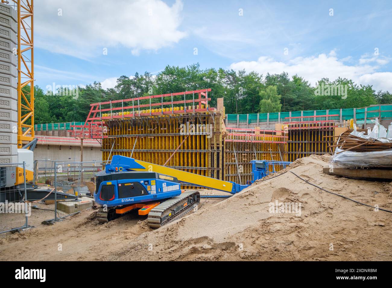 A new motorway bridge is being built next to a motorway Stock Photo - Alamy