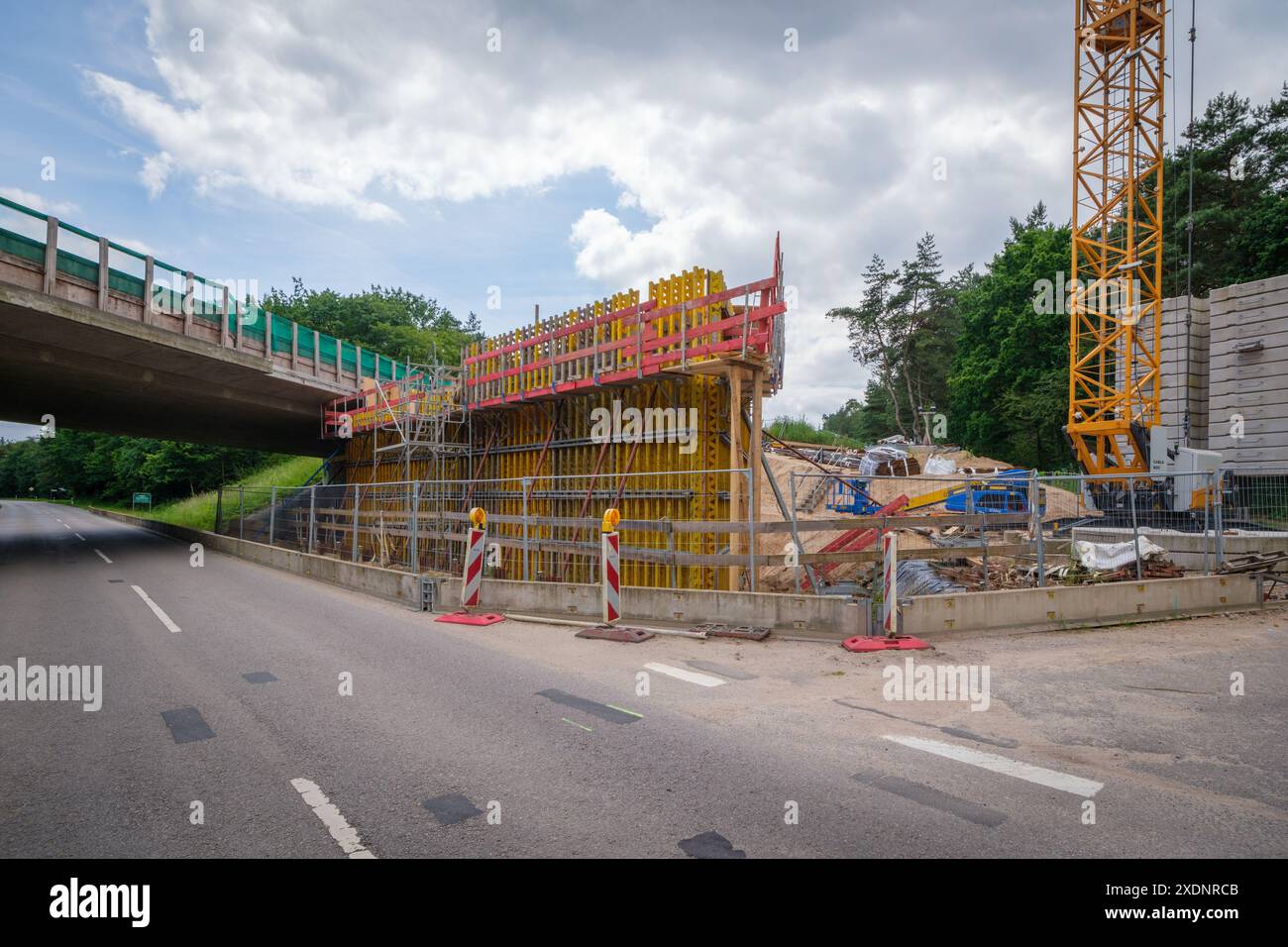 A new motorway bridge is being built next to a motorway Stock Photo - Alamy