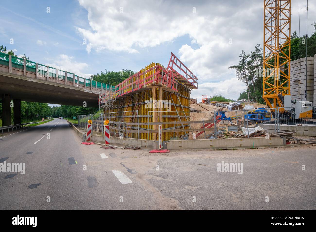 A new motorway bridge is being built next to a motorway Stock Photo - Alamy