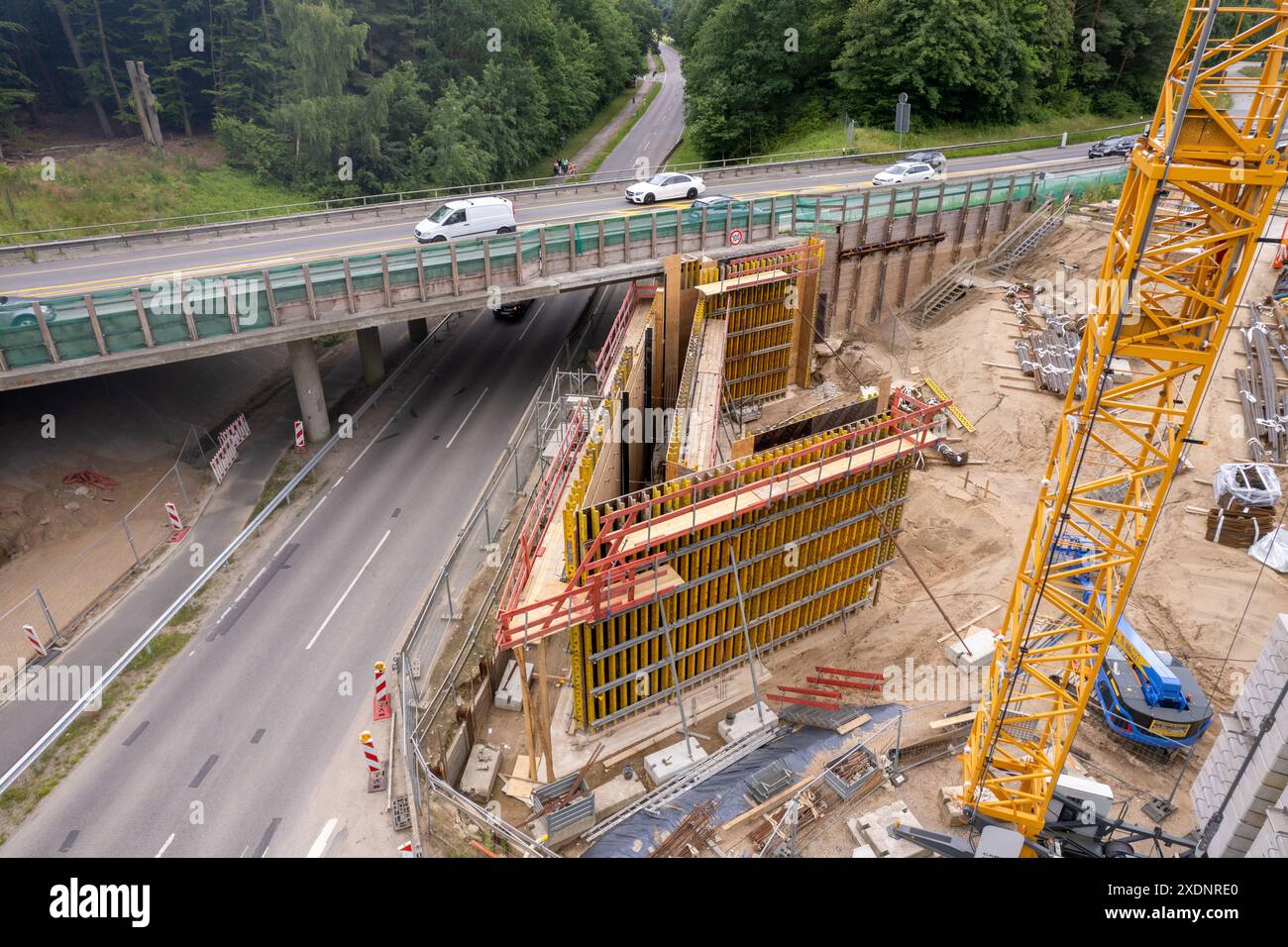 A new motorway bridge is being built next to a motorway Stock Photo - Alamy